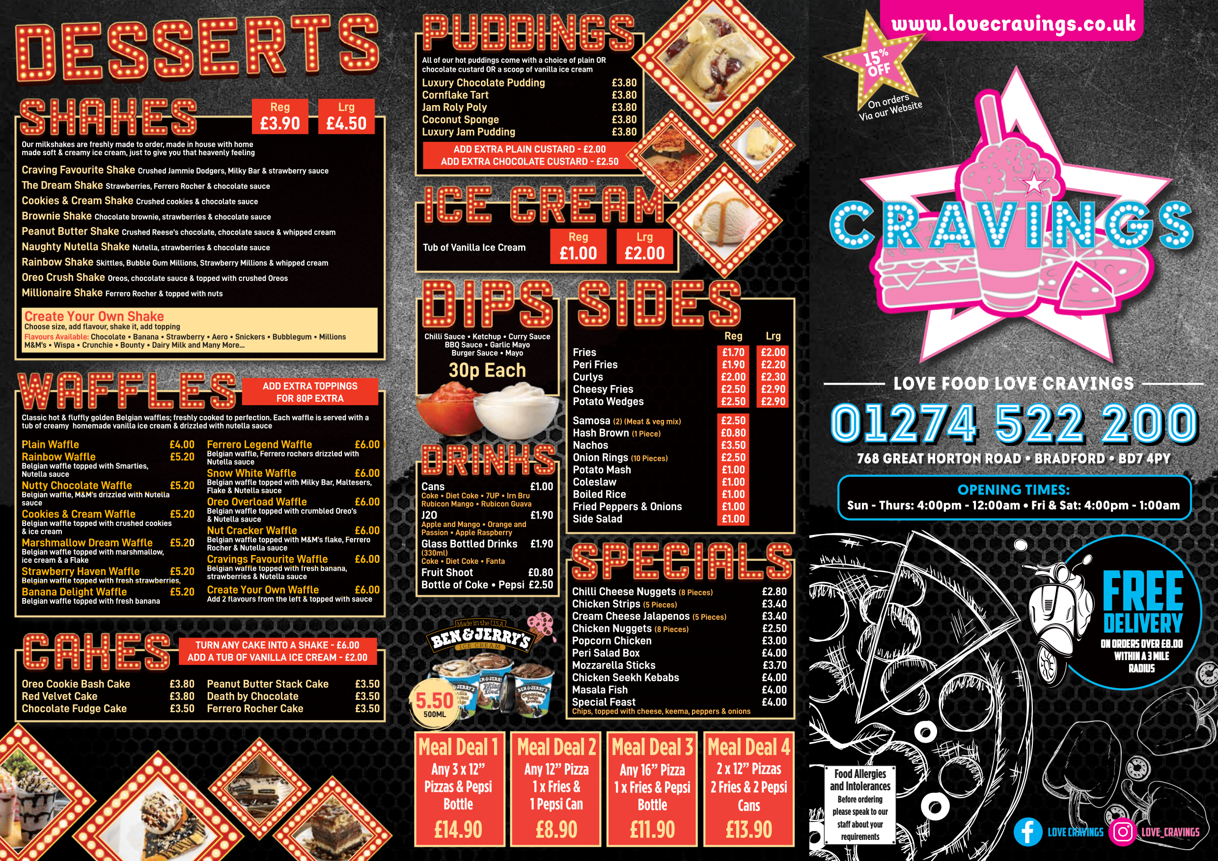 Menu - Cravings Bradford | Get 15% off on online orders!