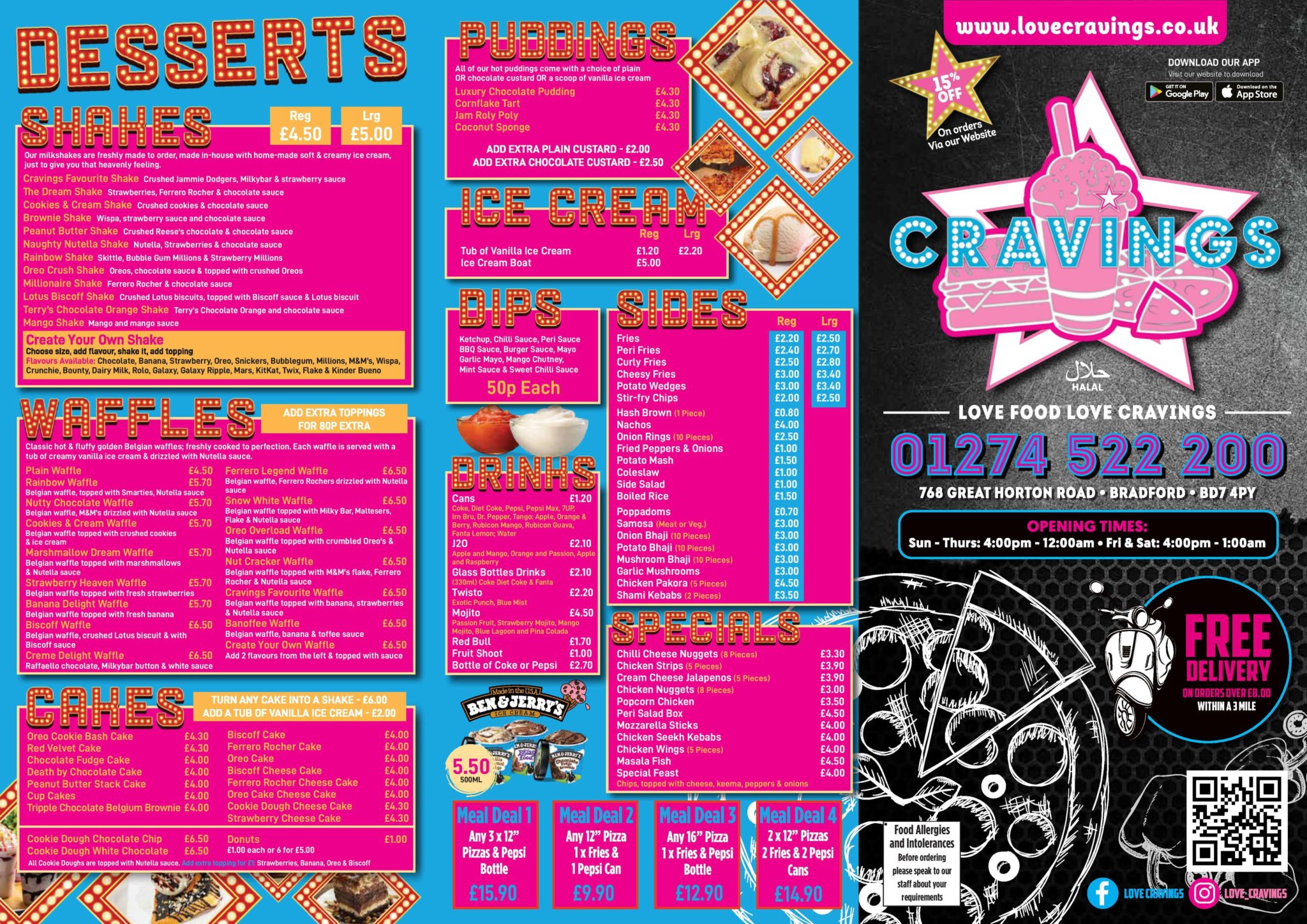Menu - Cravings Bradford | Get 15% off on online orders!